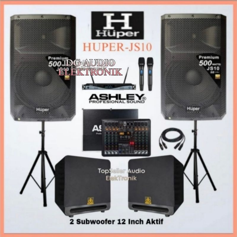 Jual Paket Sound System Speaker Aktif HUPER Js10 15 Inch 2 Subwoofer Mixer 8 Channel Ashley 2 ...