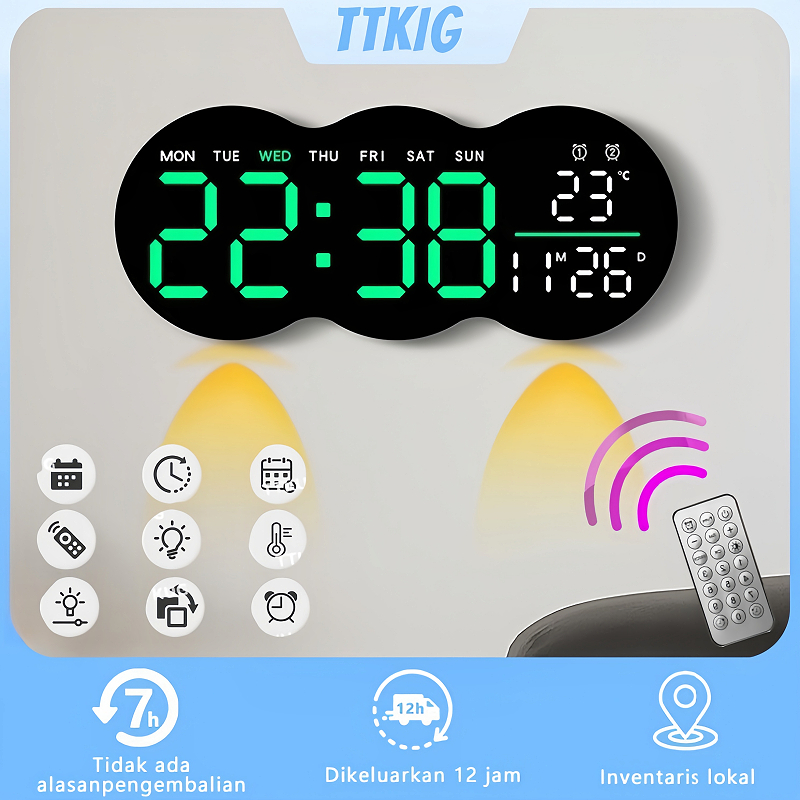Jual Jam Dinding Digital LED Layar Besar Tampil Hari Tanggal Jam ...