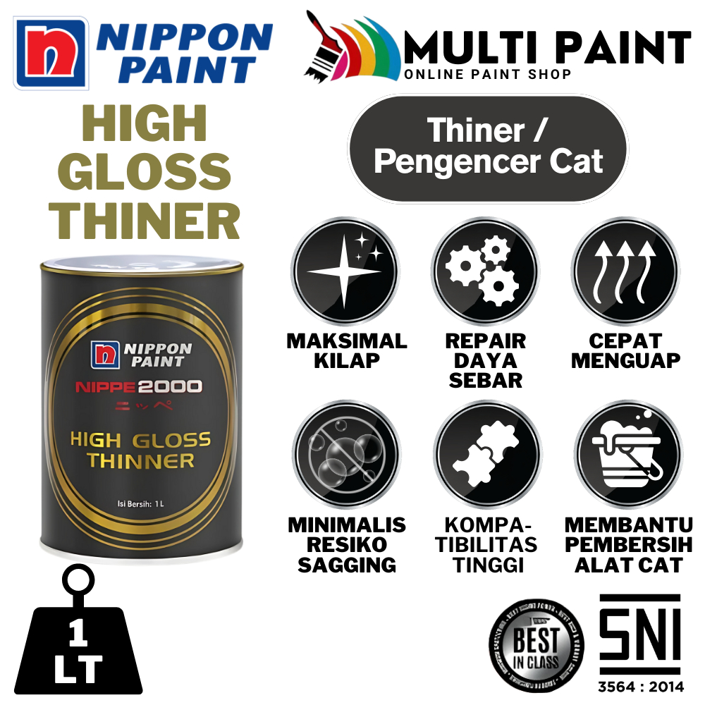 Jual NIPPON PAINT THINER NIPPE 2000 HIGH GLOSS 1LT THINER NIPPE HITAM BUKAN THINER IMPALA 1 ...