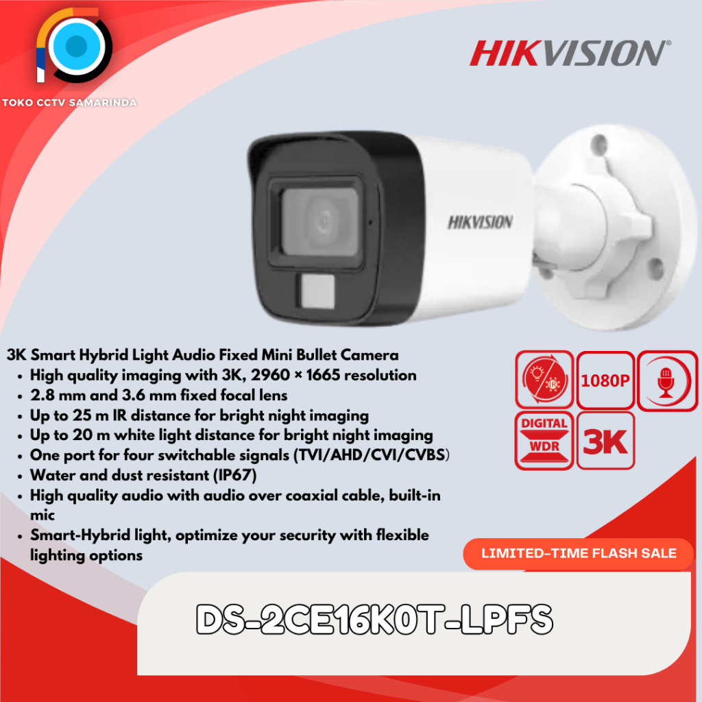 Jual Kamera CCTV Hikvision 5MP Outdoor ( DS-2CE16K0T-LPFS ) | Shopee Indonesia