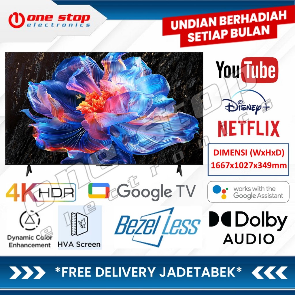 Jual TCL 75P6K / P6K QLED 4K UHD Smart Google TV 75 Inch - HVA PANEL SCREEN - Dolby AUDIO ...