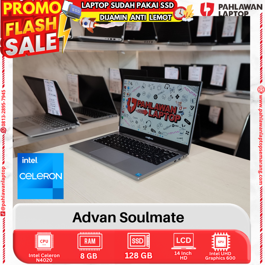 Jual LAPTOP ADVAN Soulmate Celeron N4020 RAM 8GB SSD 128GB | Shopee ...