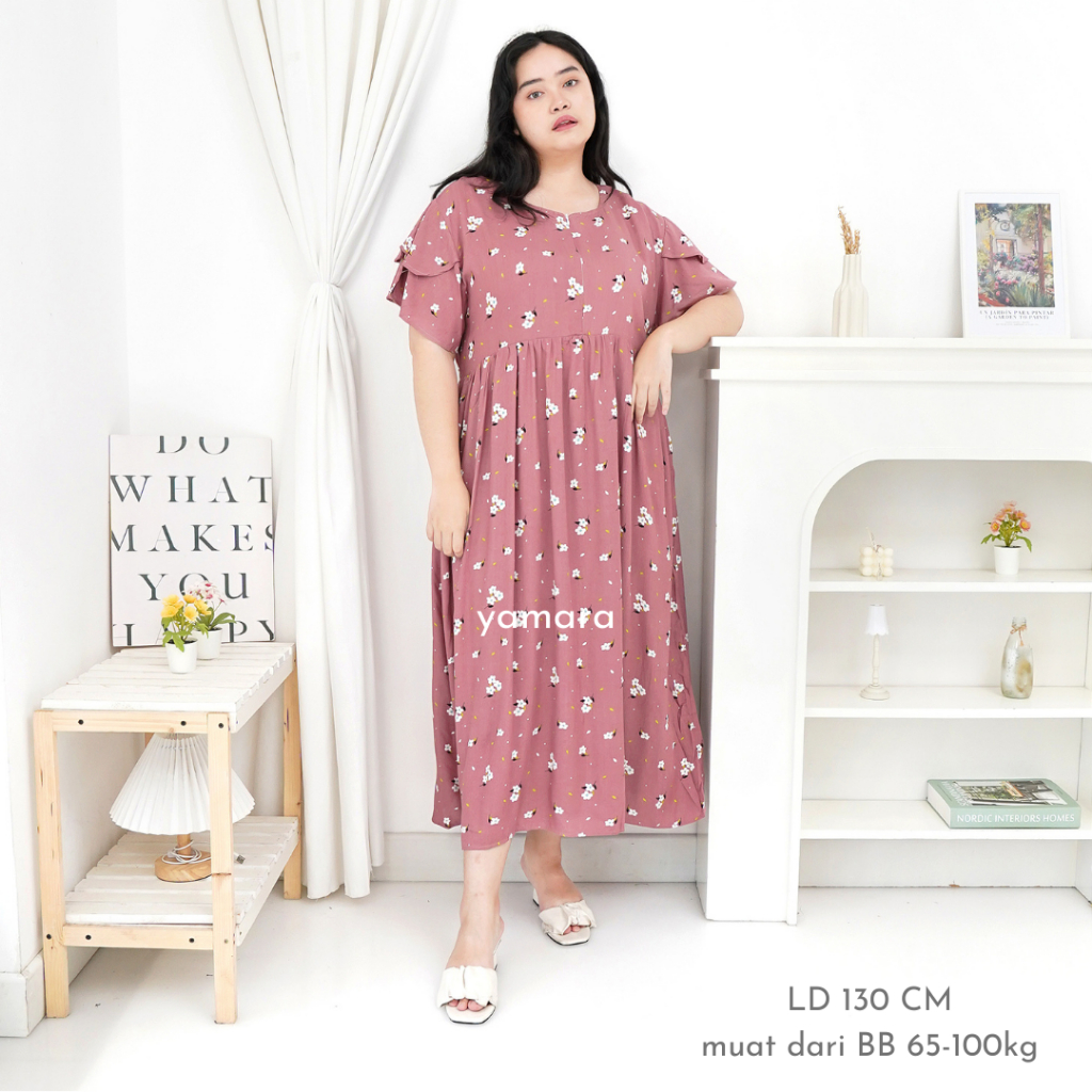 Jual YAMARA TITA DRESS JUMBO | Daster jumbo panjang semata kaki LD 130 muat BB 100kg busui bumil ...