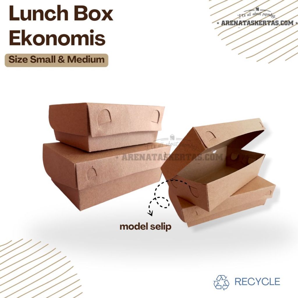 Jual Paper Lunch Box Selip Small & Medium (Ekonomis) Eco Kraft Coklat ...