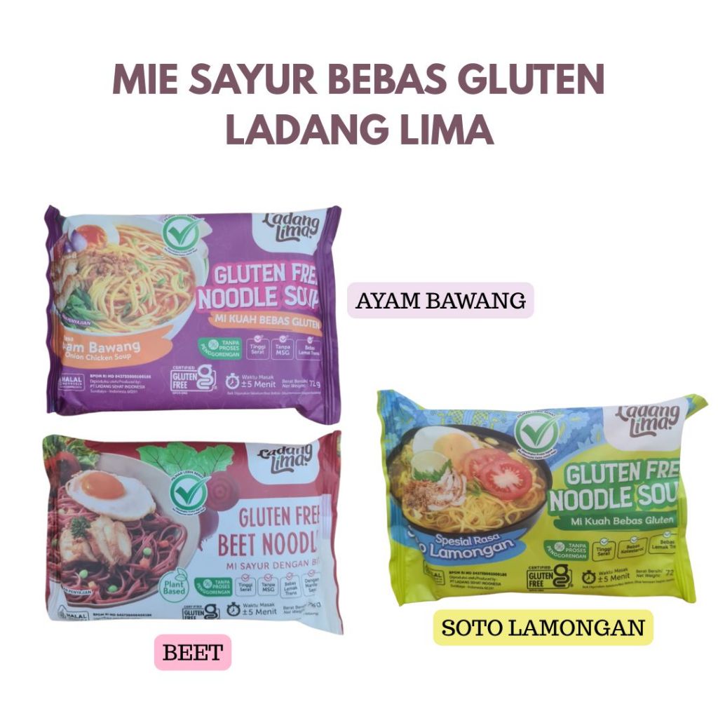 Jual Ladang Lima - Mie Sayur Instan Bebas Gluten Ayam Bawang / Soto ...