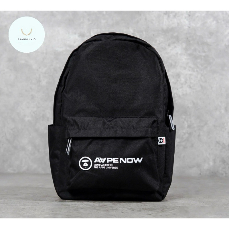 Jual Aape by A Bathing Ape Now Text Basic Logo White Backpack in Black ...