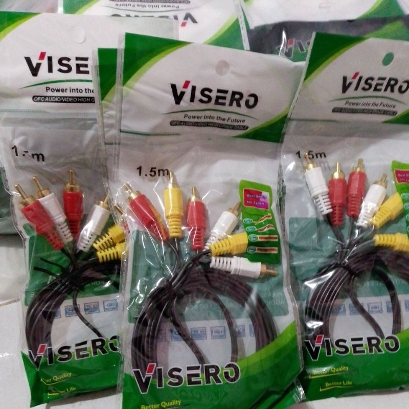 Jual kabel rca 3-3 visero 1.5 meter hitam visero / kabel rca set top box (stb) | Shopee Indonesia
