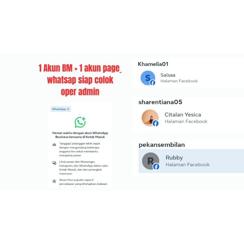 Jual Akun BM + halaman fitur WhatsApp | Shopee Indonesia