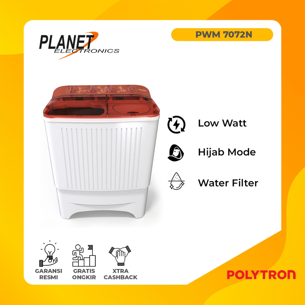 Jual Mesin Cuci 2 Tabung 7Kg Polytron PWM 7072 N/B | Shopee Indonesia