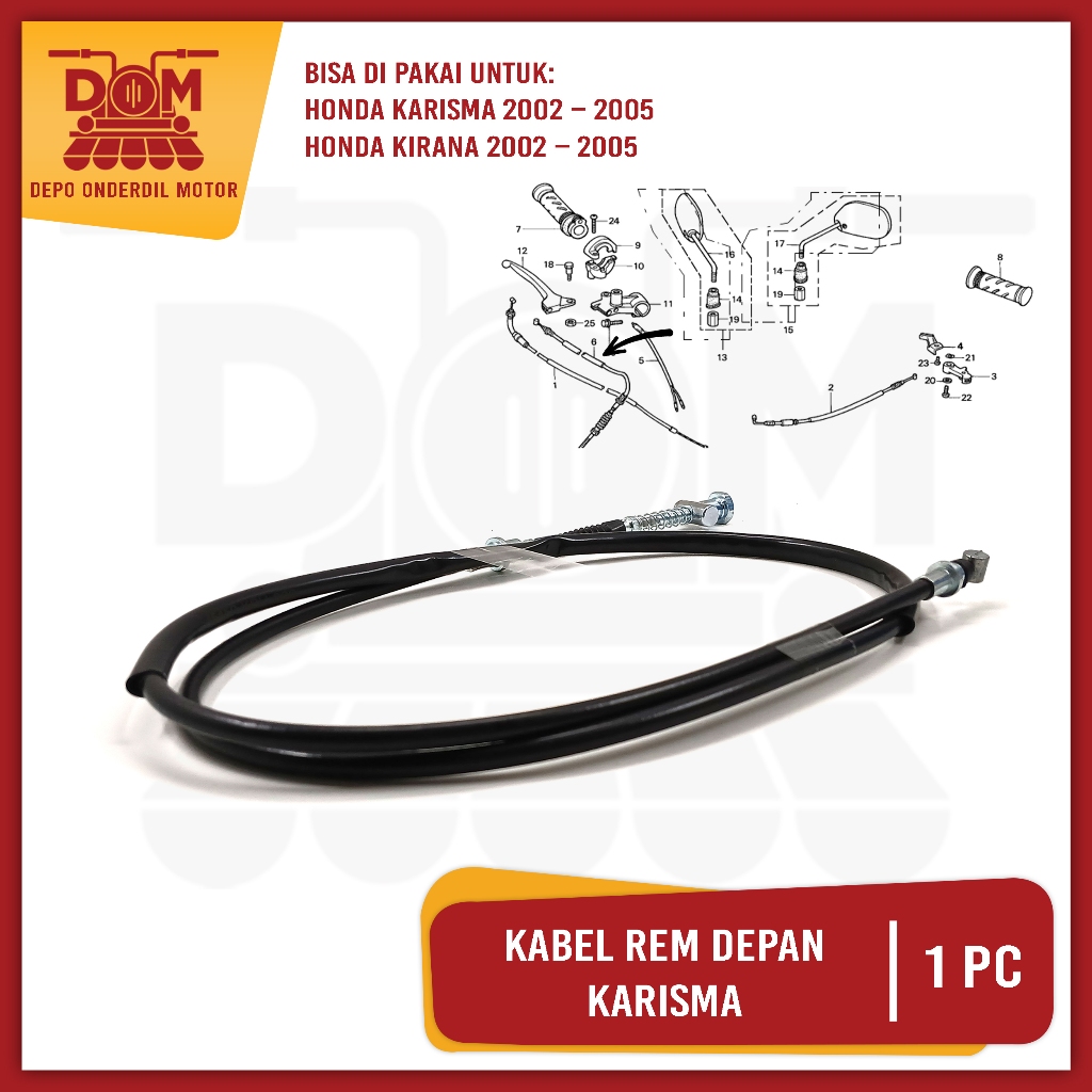 Jual Kabel Rem Depan Karisma (KAGAYAKU) Brake Cable Seling Tali Iner ...