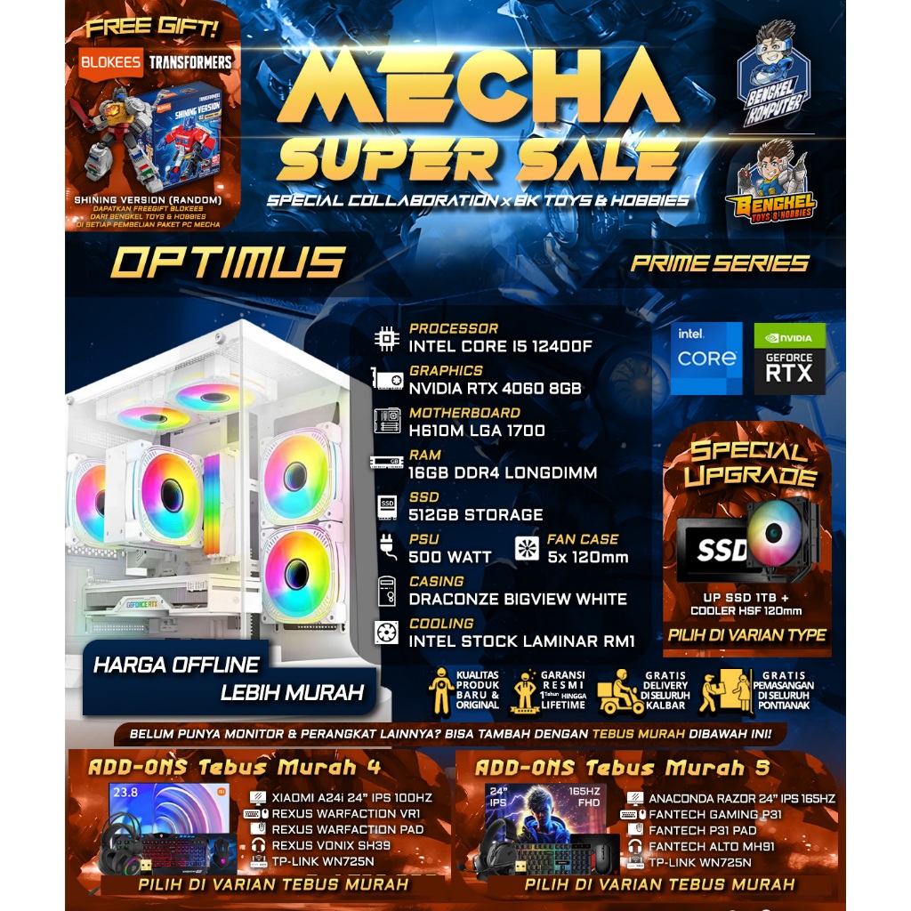 Jual MECHA SUPER SALE - PC OPTIMUS | INTEL CORE i5-12400F - NVIDIA RTX ...
