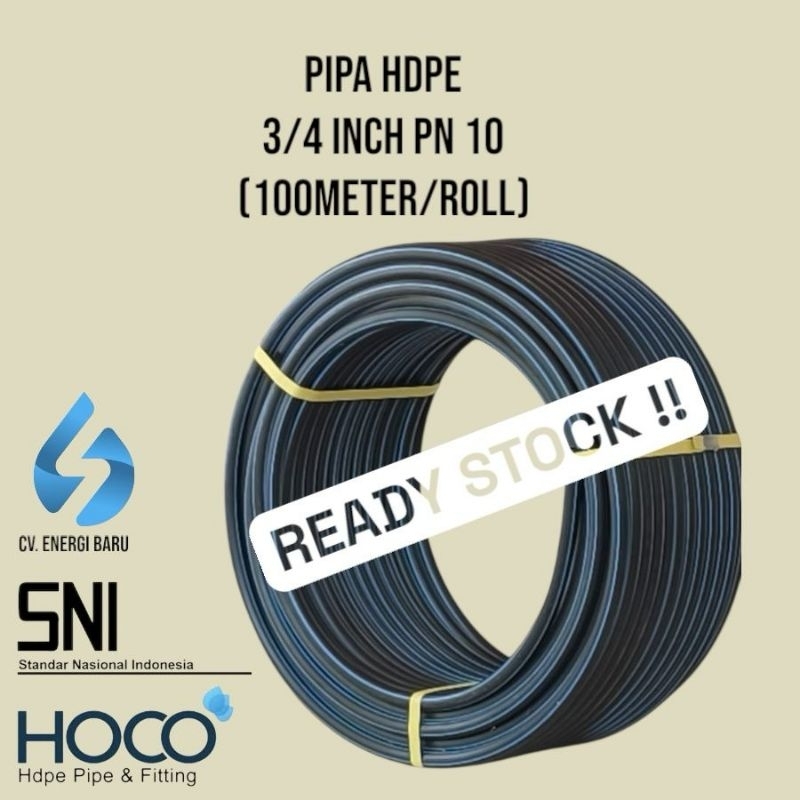 Jual SELANG AIR BERSIH/PIPA HDPE/PIPA PDAM 3/4 INCH PN 10 (100M/ROLL ...