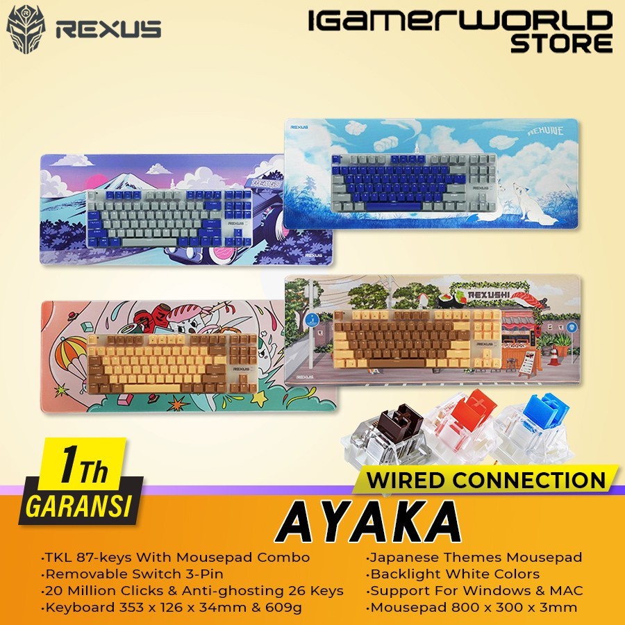 Jual Rexus AYAKA Bundle Series Keyboard TKL Wired + Mousepad Gaming ...