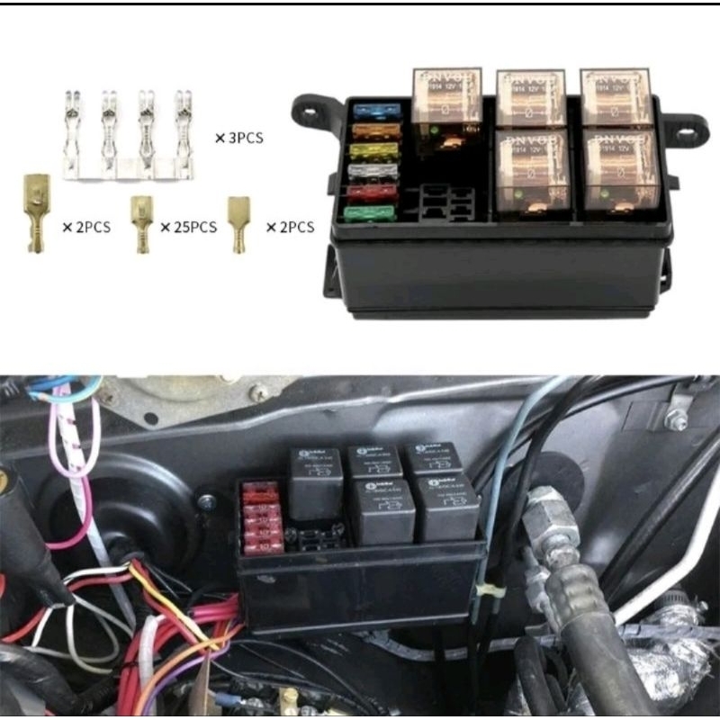 Jual kotak sikring Universal DC 12V Car Marine 6-Way Relay + 6 Slot ...