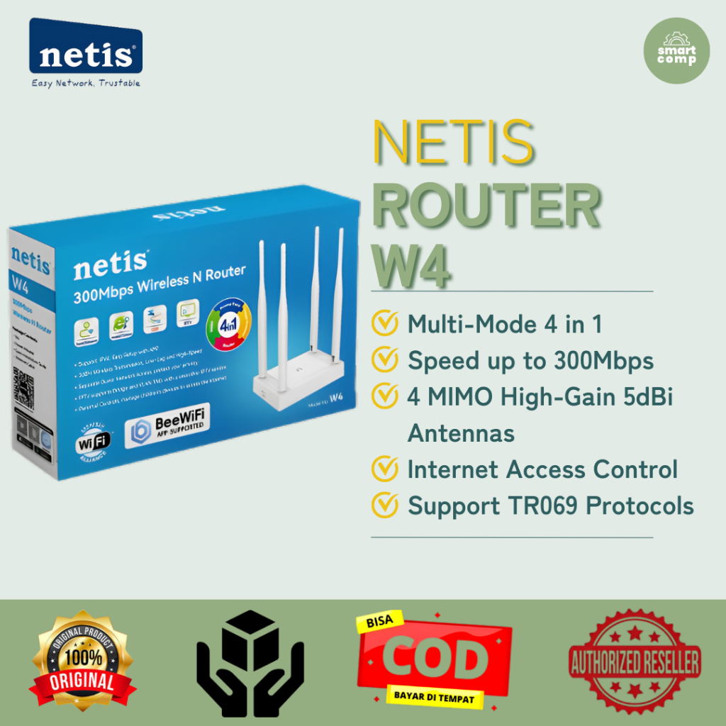 Jual NETIS W4 N300 300Mbps Multi-Mode Wireless Router | Shopee Indonesia