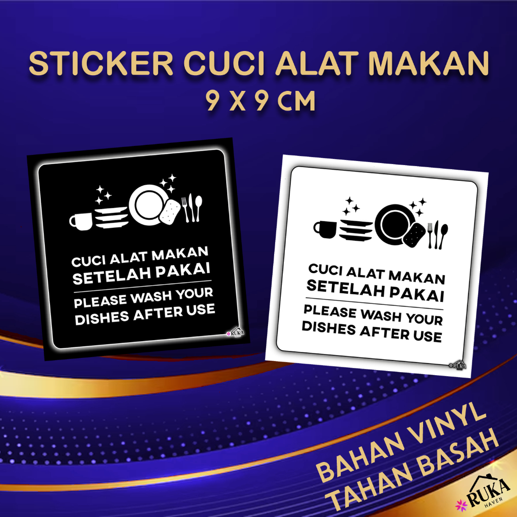 Jual ️𝙍𝙪𝙠𝙖 𝙃𝙖𝙫𝙚𝙣 Sticker Cuci Alat Makan Setelah Pakai 9 x 9 cm Stiker ...