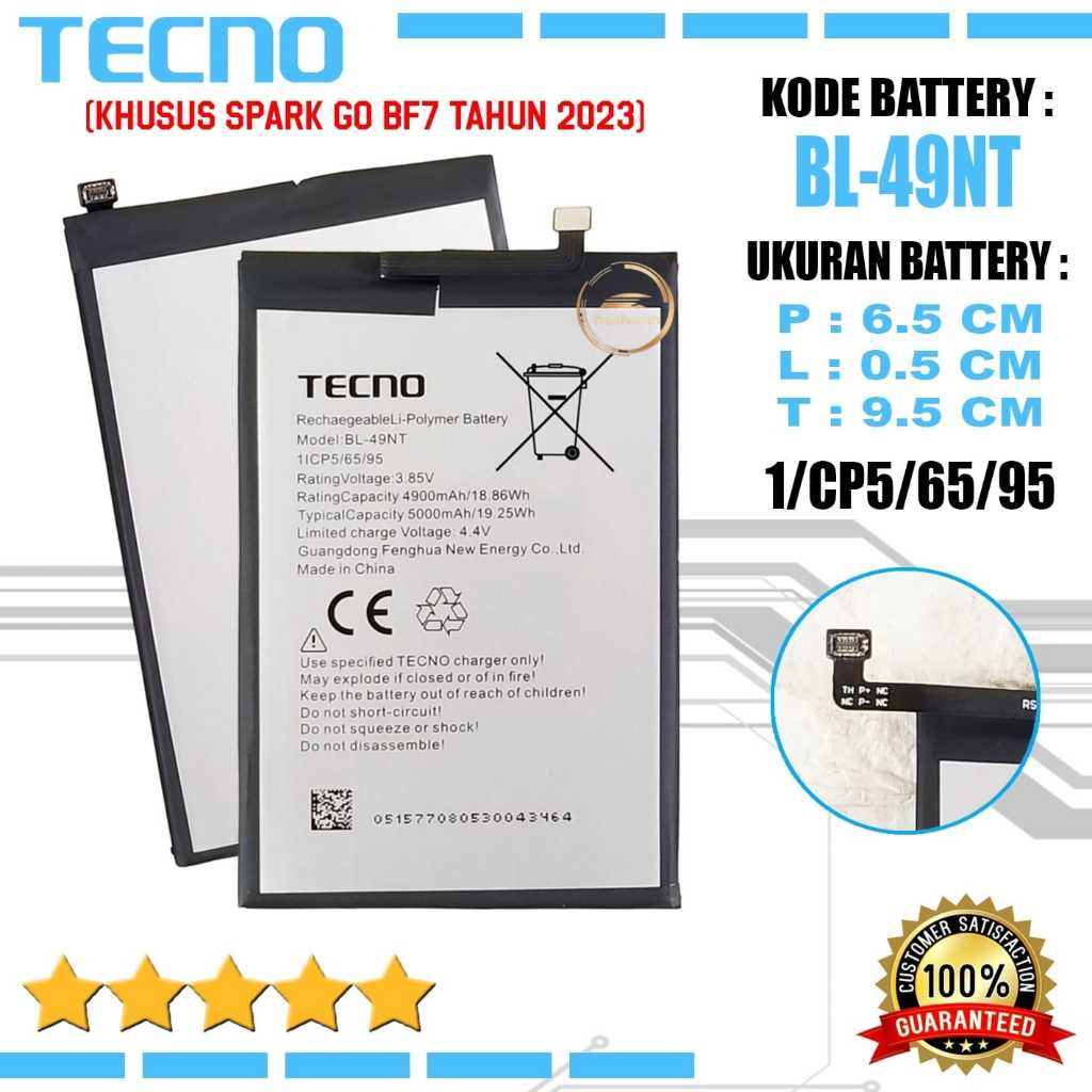 Jual Baterai TECNO SPARK GO Tahun 2023 - Model BF7 - POP 7 Pro Battery ...