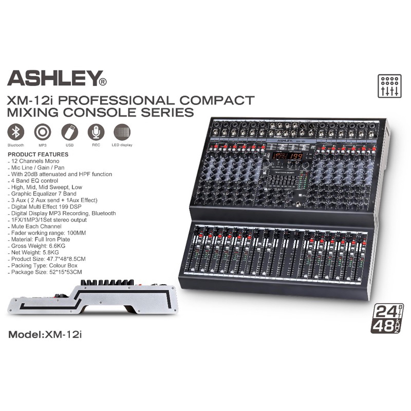 Jual Mixer Ashley XM 12 i Original Product 12 Channel Bluetooth - USB ...
