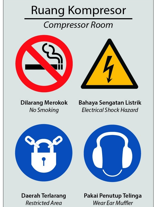 Jual Sign Akrilik Ruang Kompressor / Compressor Room Bilingual uk. A4 ...