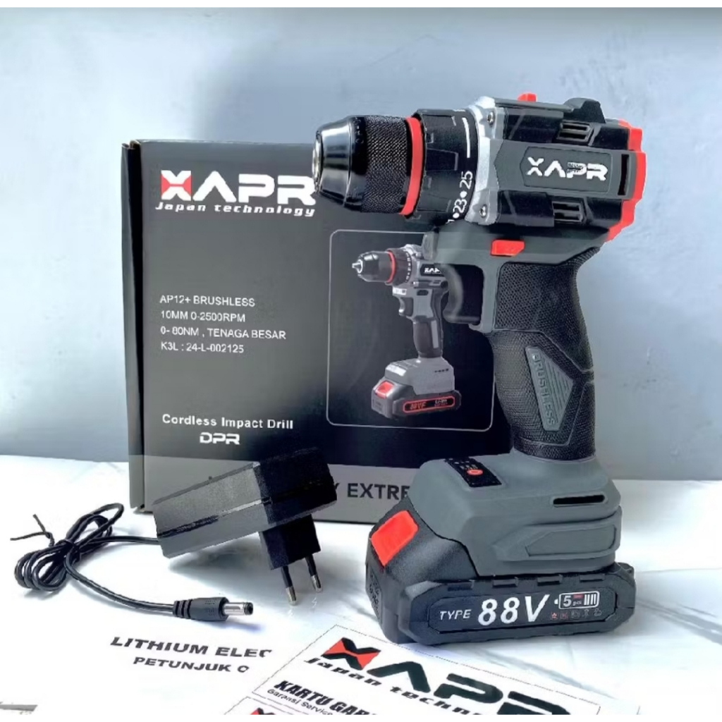 Jual NEW APR 12+ Bor cas cordless Brushless 10mm 1 baterai - Bor APR ...