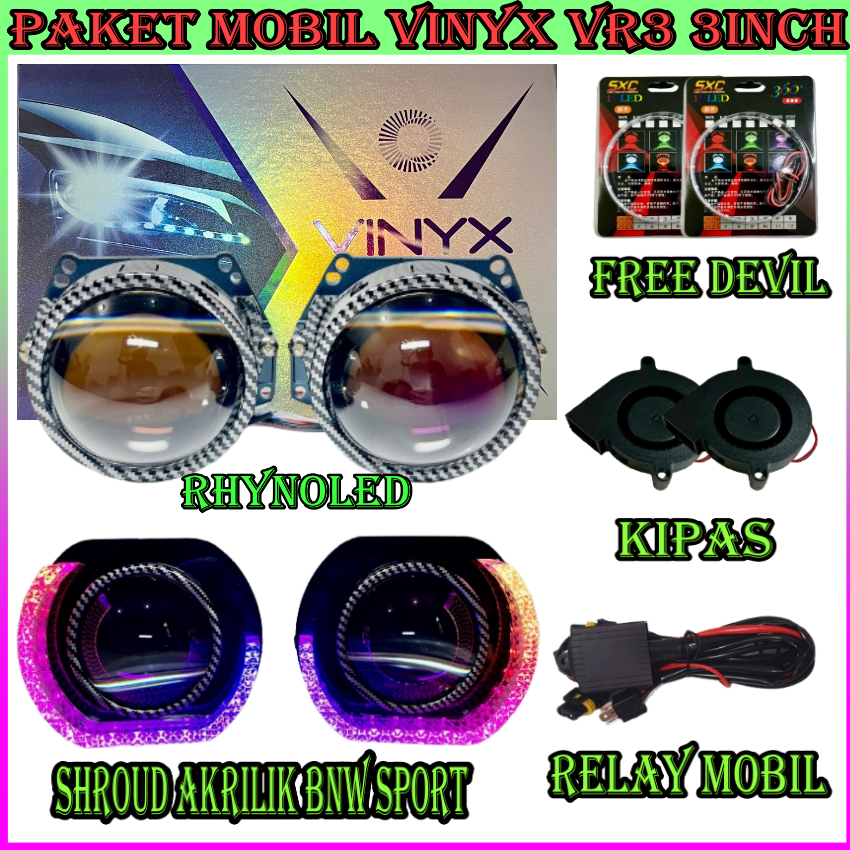 Jual PAKET MOBIL AKRILIK BILED VINYX VR3 3 INCHI BODY CARBON BLUE LENS ...