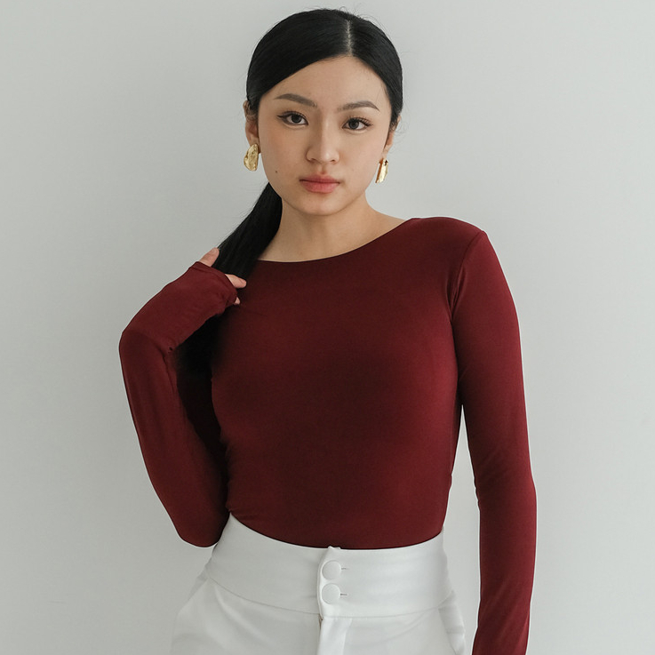 Jual NZINGA MICHA top atasan wanita longsleeve bodycon korea backless | Shopee Indonesia