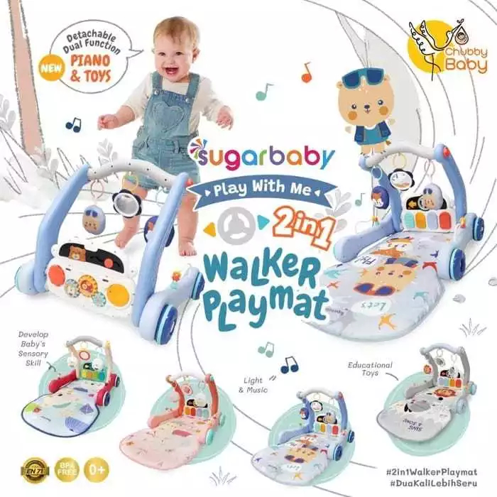Jual Sugar Baby 2 in 1 Play with Me Playmat & Walker Mainan Bayi ...