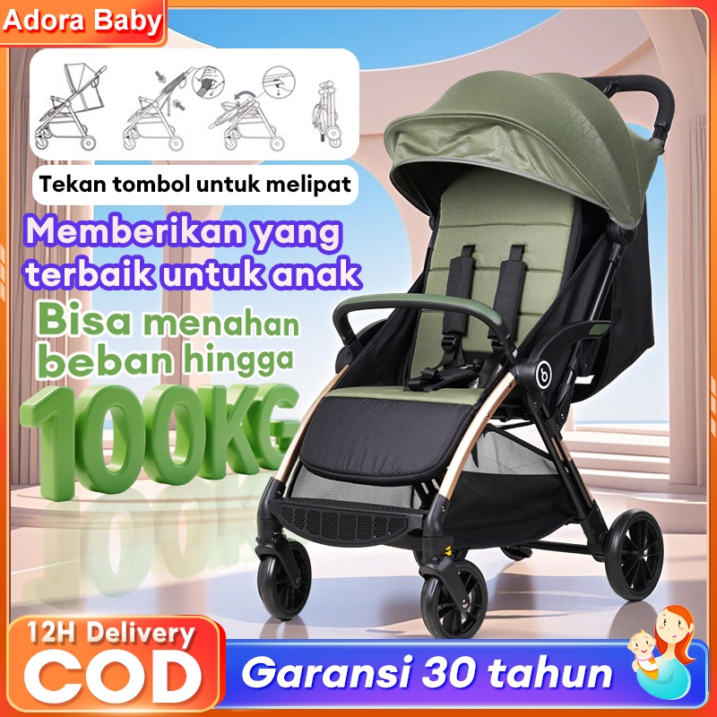 Jual Beige Stroller bayi Kereta Dorong Lipat traveling two way Duduk ...
