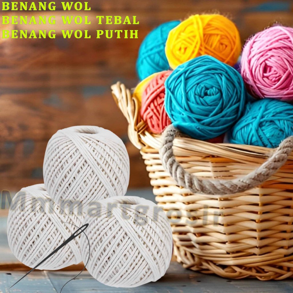 Jual Benang Wol / Benang Wol Tebal / Benang Wol Putih / Isi 1pcs ...