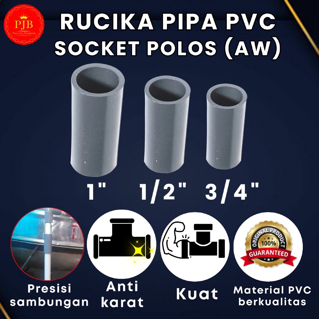 Jual MERDEKA SALE Socket Lurus RUCIKA AW Sambungan Pipa Soket Polos ...