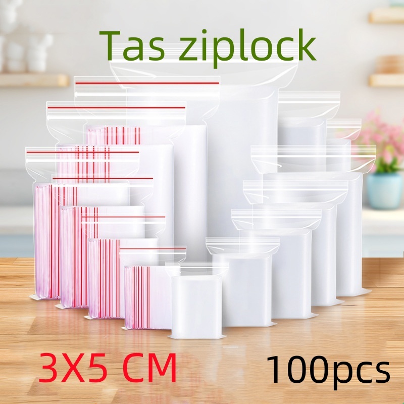 Jual 3X5 CM Plastik Klip Zipper Zip Lock Makanan Saos Bubuk Cabai ...