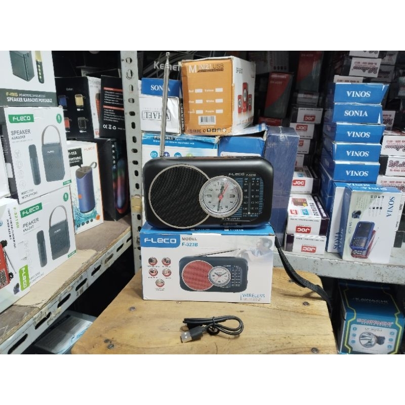 Jual COD Radio fleco f-323B bluetooth radio jam radio wireless mp3 fm ...