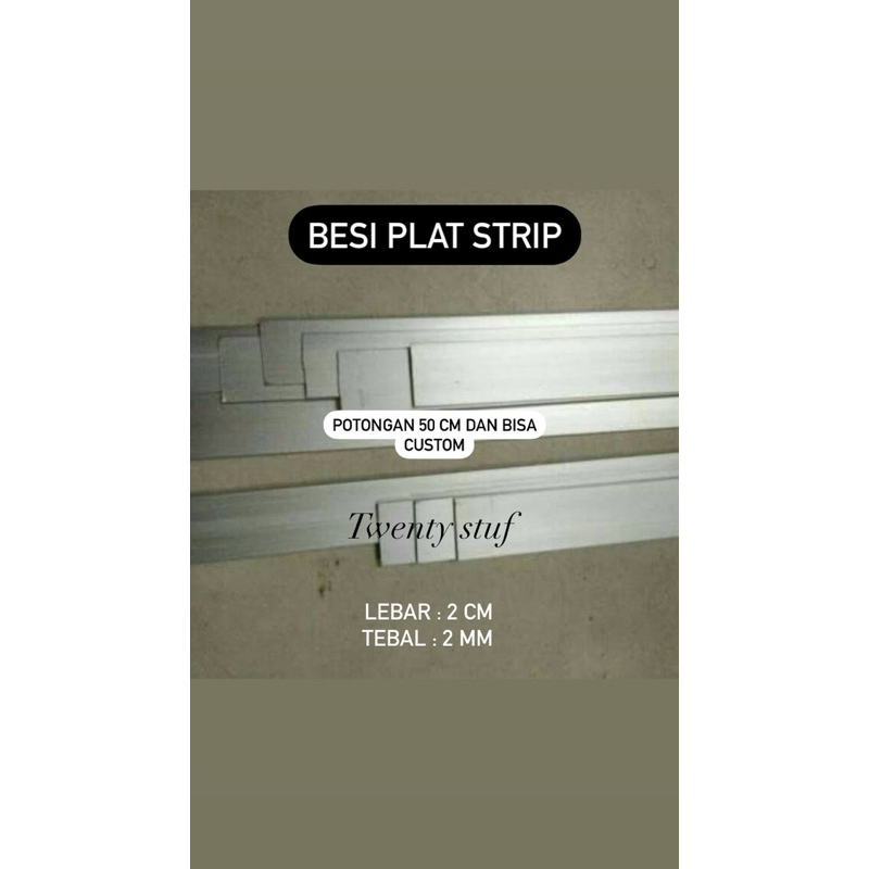 Jual Besi Plat Strip 20x20 lebar 2cm dan tebal 2mm , Panjang 50cm dan ...