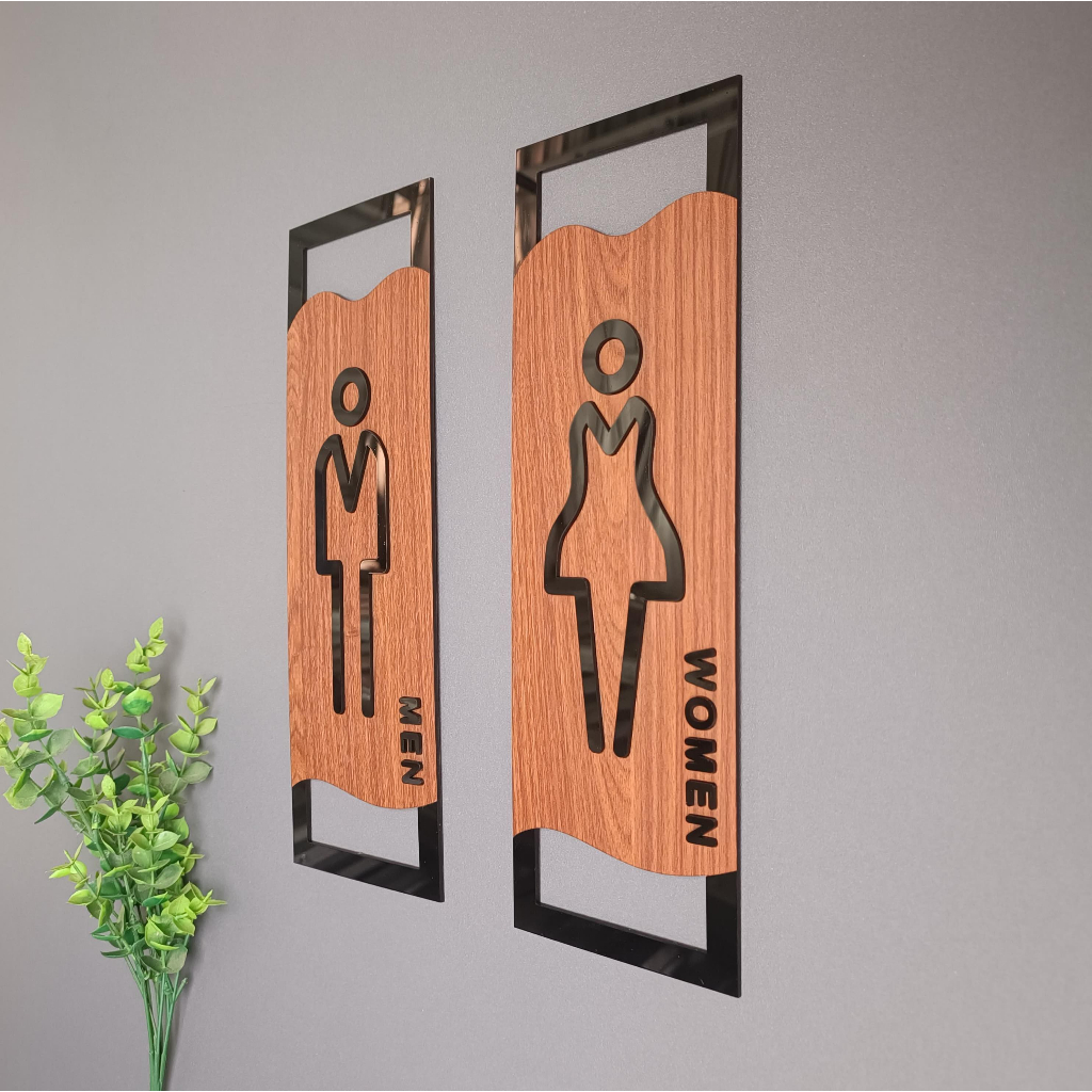 Jual Papan Tanda Toilet Akrilik Timbul Motif Kayu Arah Penanda Sign ...