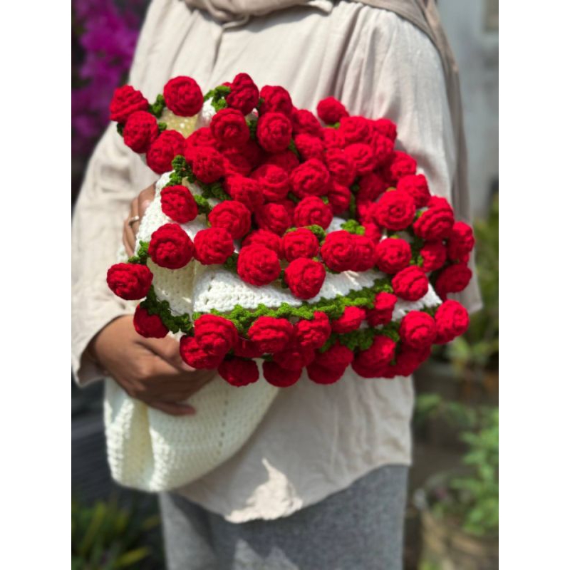 Jual (PO) Flower blanket crochet | Blanket bunga rajut | Bucket bunga ...