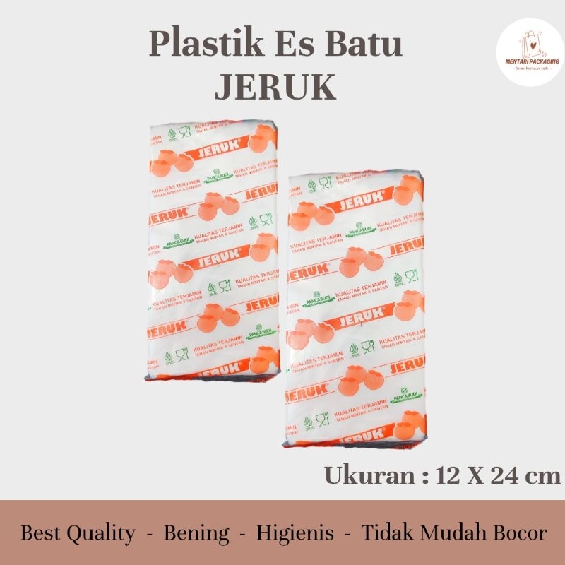 Jual Plastik Es Batu cap JERUK || Ukuran 12X24 (½ kg) || 1 Pack Isi 4 ...