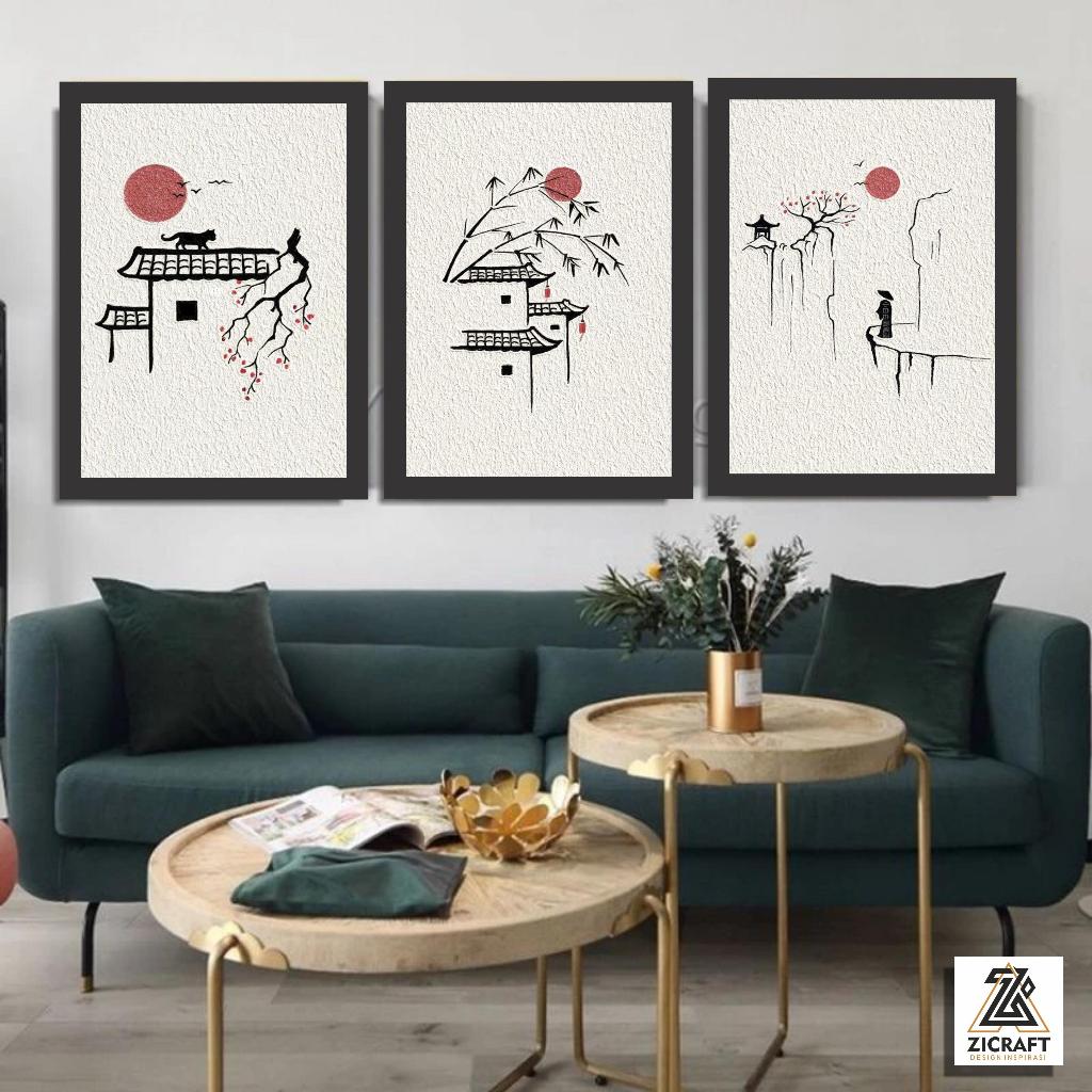 Jual HIASAN DINDING PAJANGAN WALLDECOR TEMA JEPANG RUANG TAMU POSTER DINDING SENI KANVAS LUKISAN ...