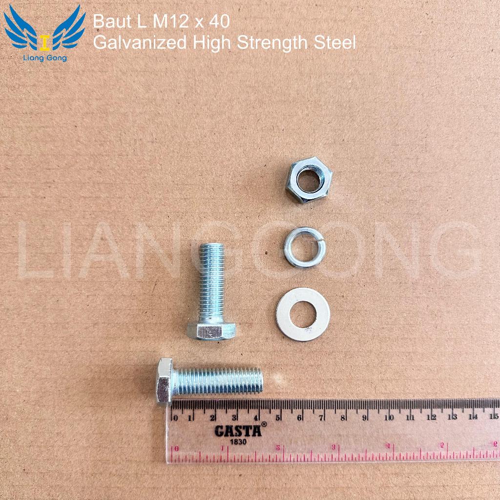 Jual Baut Mur Hex Putih | BMP | Baut M12 x 40 Putih Galvanis | Baut Mur ...