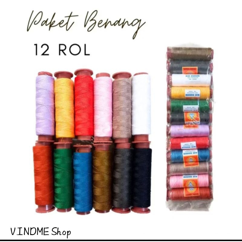 Jual VM 1 PACK ISI 12PCS BENANG JAHIT DIAMOND WARNA WARNI / BENANG ...