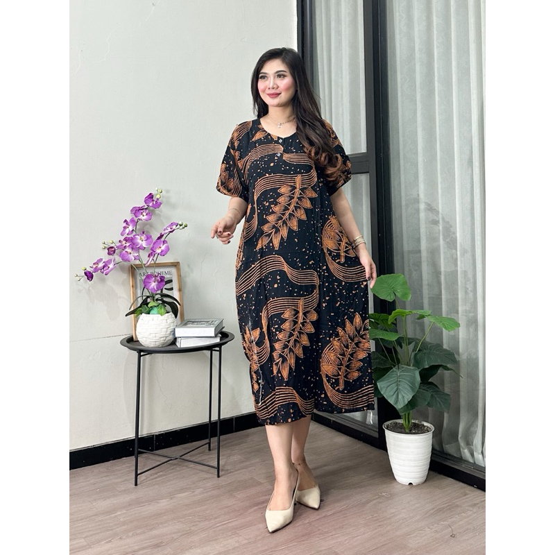 Jual Batik cap Daster kancing Tiga kekinian Jumbo Cabut Motif Salwa ...