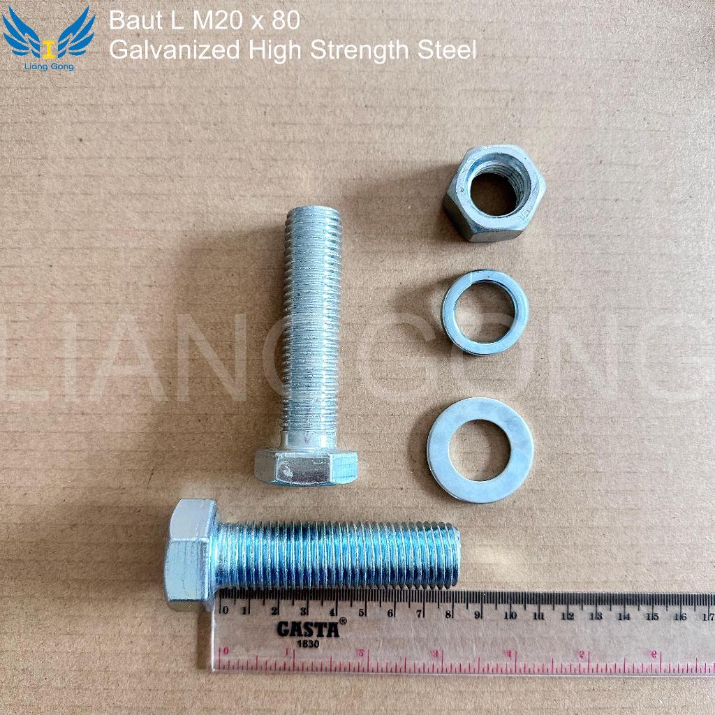 Jual Baut M20x80 Putih Galvanis | Baut Mur Ring Per Ring Plat | Shopee ...