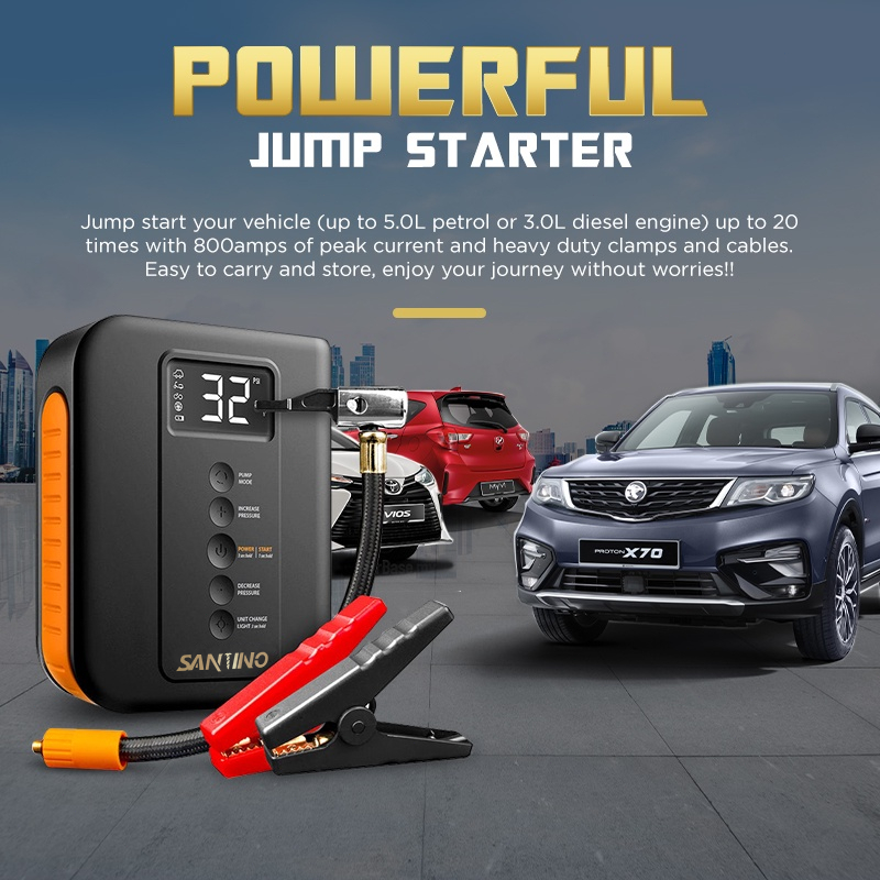 Jual SANTINO JS001 PRO 12000 mAh Jump Starter Aki Mobil Motor Power ...