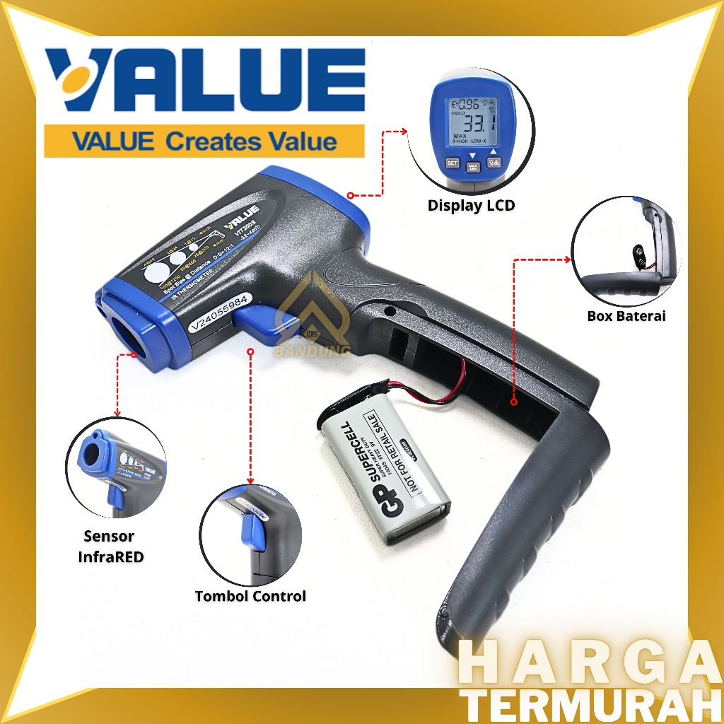 Jual DIGITAL THERMO GUN INFRARED VALUE VIT-300S | THERMOMETER SUHU MERK ...