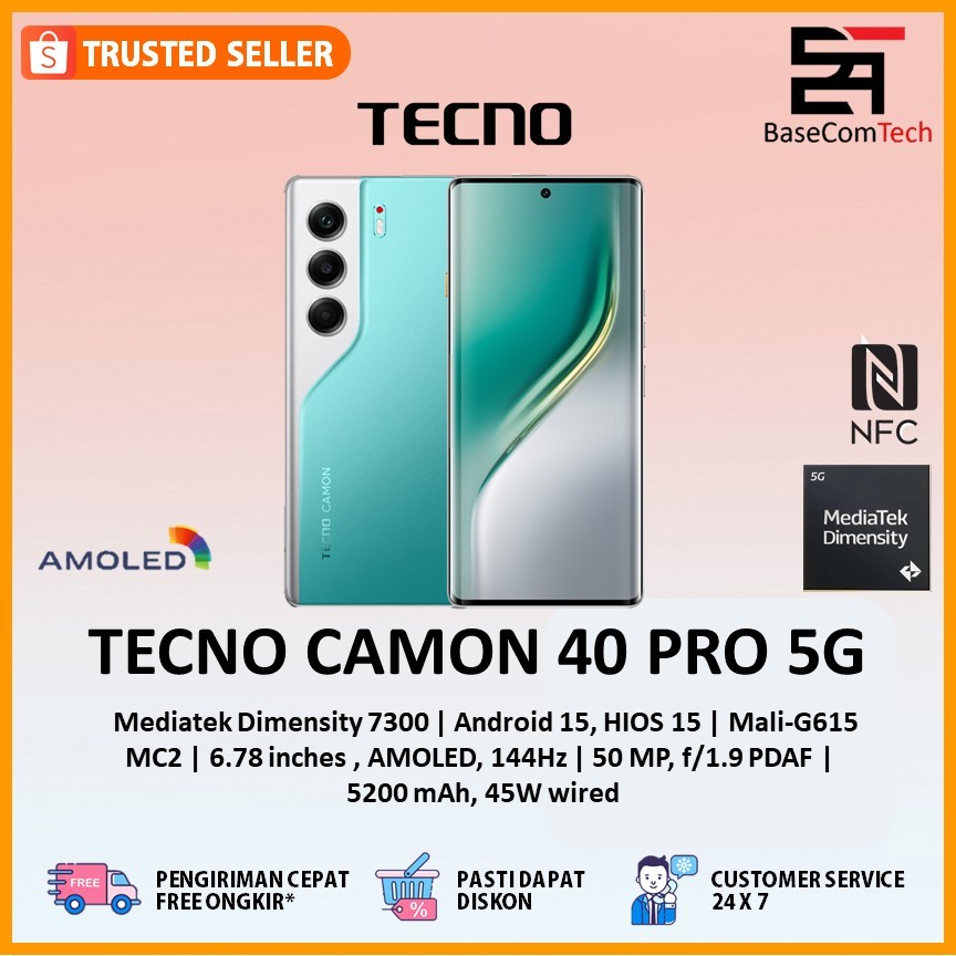 Jual TECNO CAMON 40 PRO 5G | 8GB/256GB | 5200mAh 45W | 50MP Sony LYT-700C OIS | AMOLED Curved ...