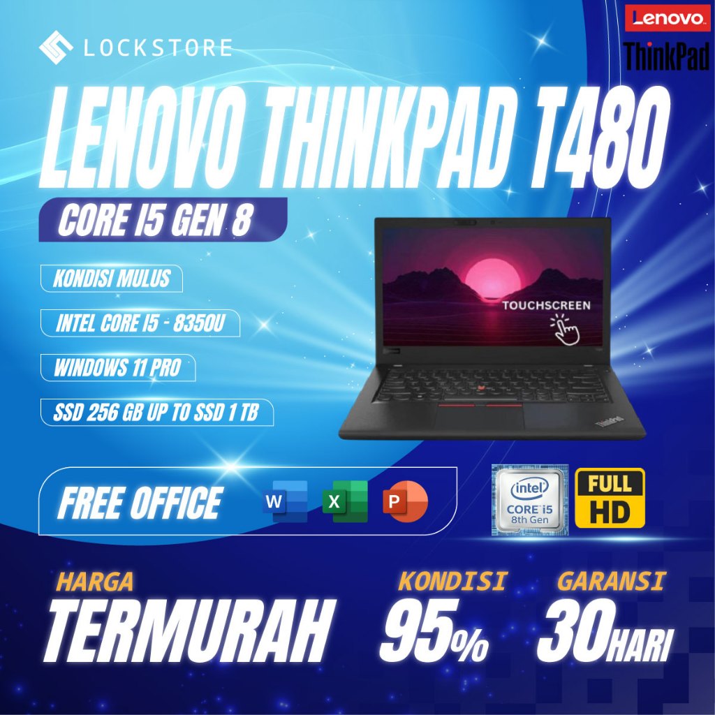 Jual lenovo thinkpad T480 i5 gen8 RAM 16GBGB SSD 256GB - 512gb - 1TB ...