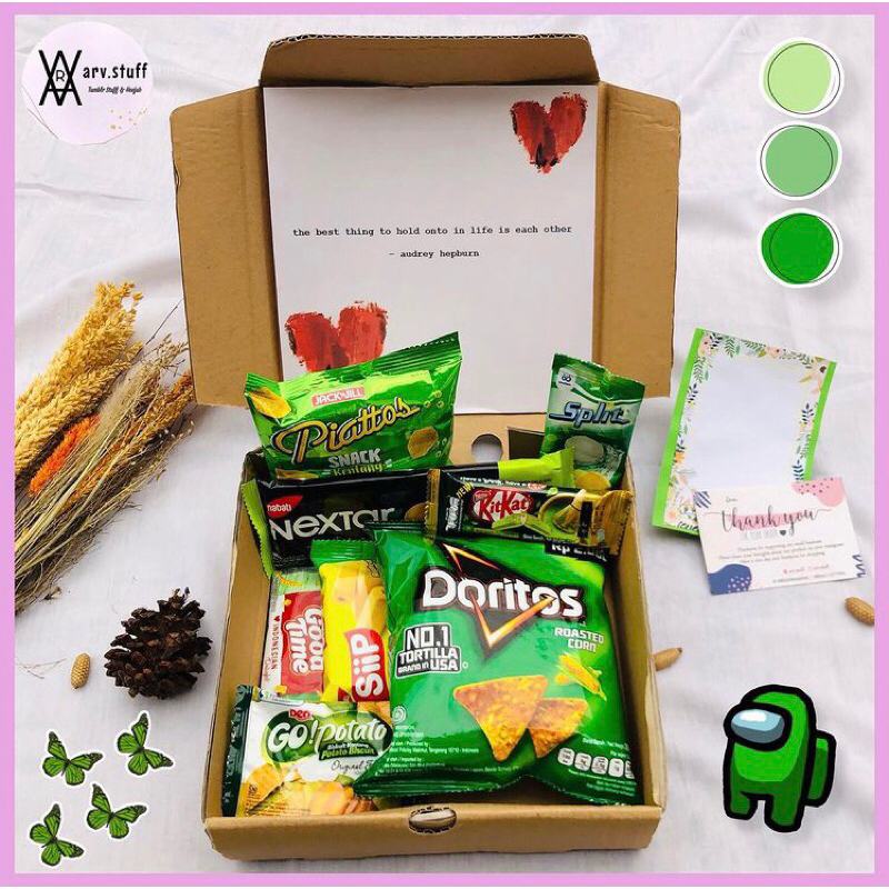 Jual Hampers Snack Hijau Go Green | arv.stuff gift box ide kado untuk ...