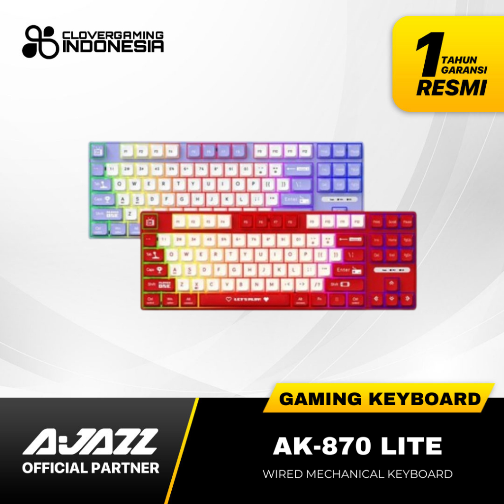 Jual Ajazz AK870 AK-870 MC Lite Wired Mechanical Gaming Keyboard TKL ...
