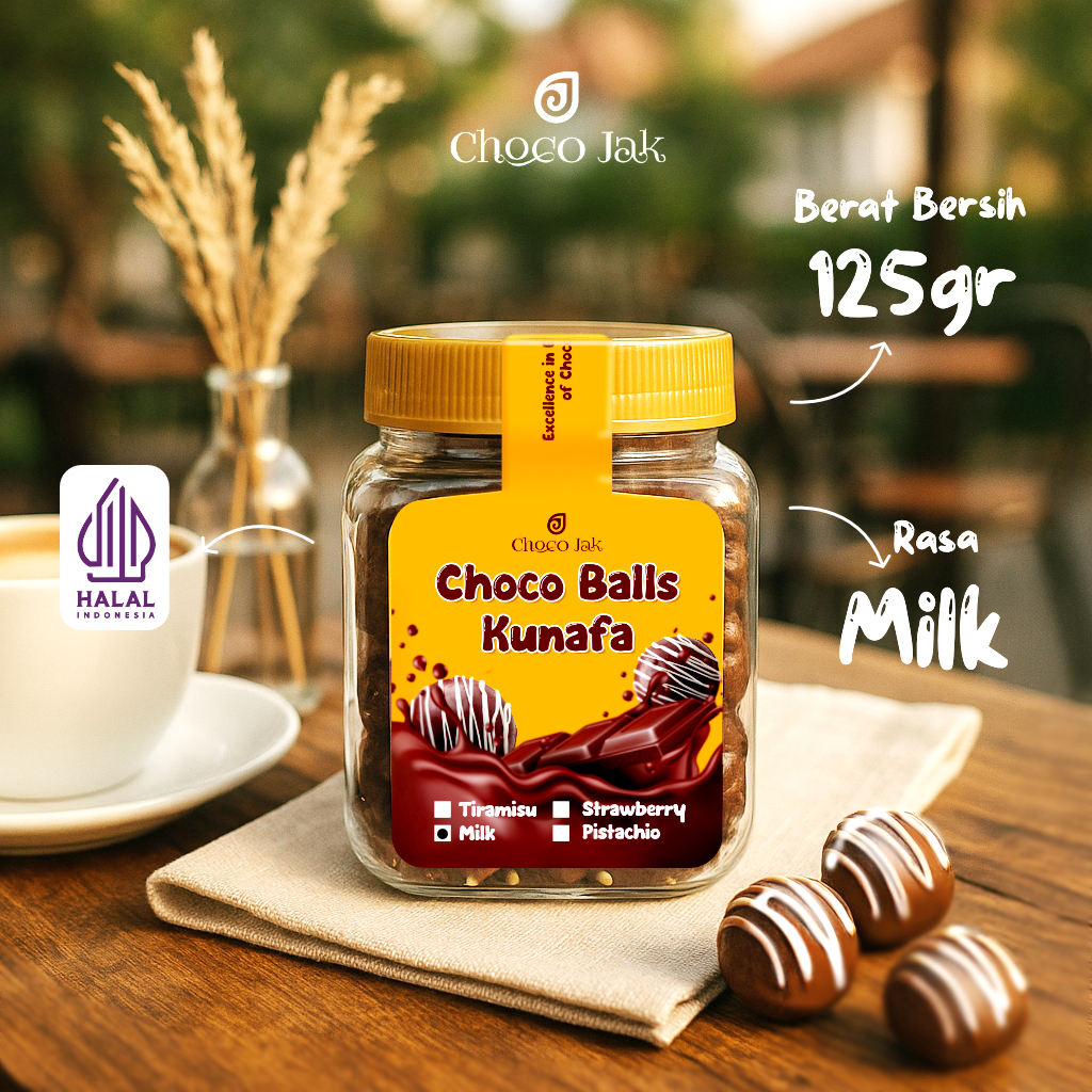 Jual Milk Choco Jak Choco Balls Kunafa 125 GRAM | Coklat Viral | Enak ...