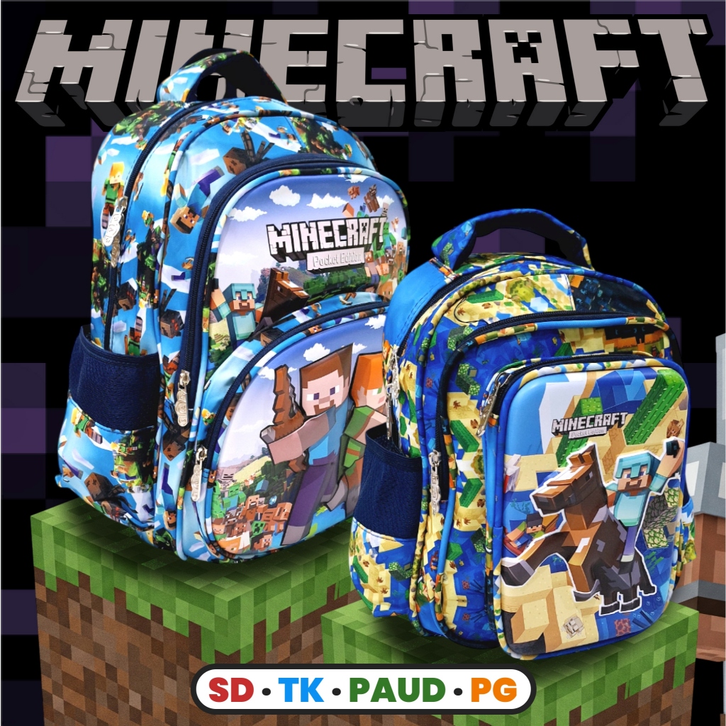 Jual Arutea - Tas Minecraft Motif Timbul - Ransel Anak Laki-Laki ...