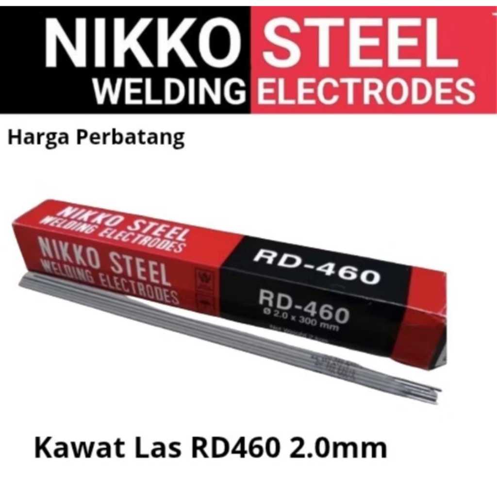 Jual KAWAT LAS NIKKO STEEL RD460 2mm 100% ORIGINAL(Harga Perbatang) | Shopee Indonesia